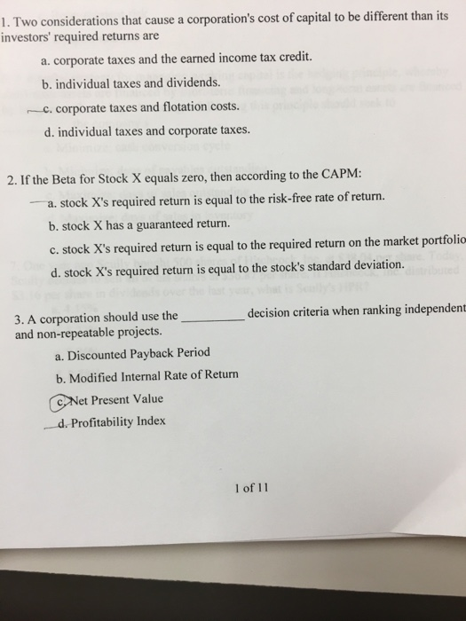 Solved 1. Two considerations that cause a corporation's cost | Chegg.com