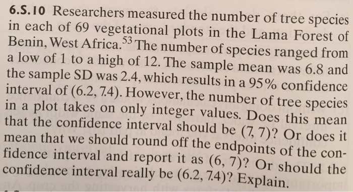 Solved Researchers measured the number of tree species in | Chegg.com