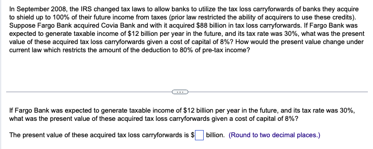 Solved In September 2008, the IRS changed tax laws to allow | Chegg.com