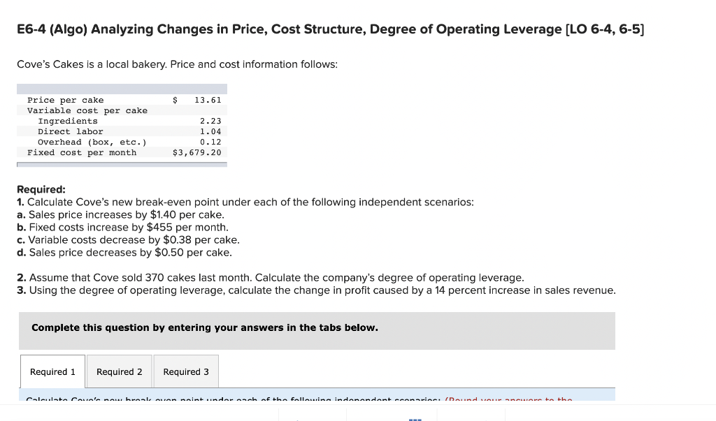 Solved E6-4 (Algo) Analyzing Changes in Price, Cost | Chegg.com