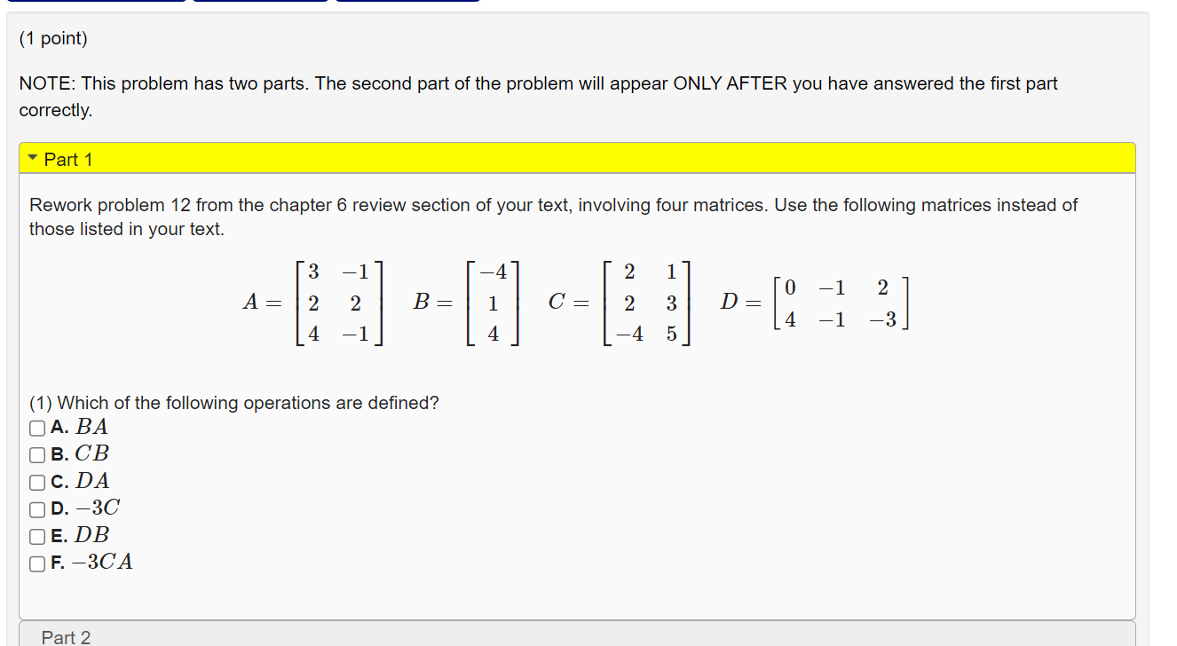 NOTE: This problem has two parts. The second part of | Chegg.com NOTE: This problem has two parts. The second part of | Chegg.com