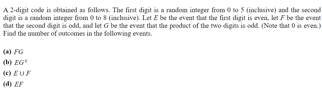 Solved A 2 Digit Code Is Obtained As Follows The First