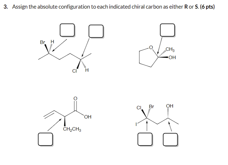 Solved 3. Assign the absolute configuration to each | Chegg.com