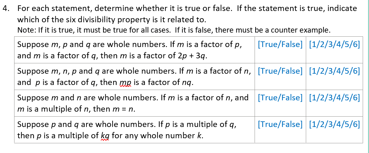 Solved For each statement, determine whether it is true or | Chegg.com
