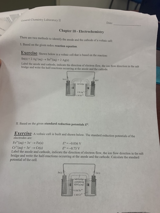 Solved General Chemistry Laboratory II Date: Chapter 18- | Chegg.com