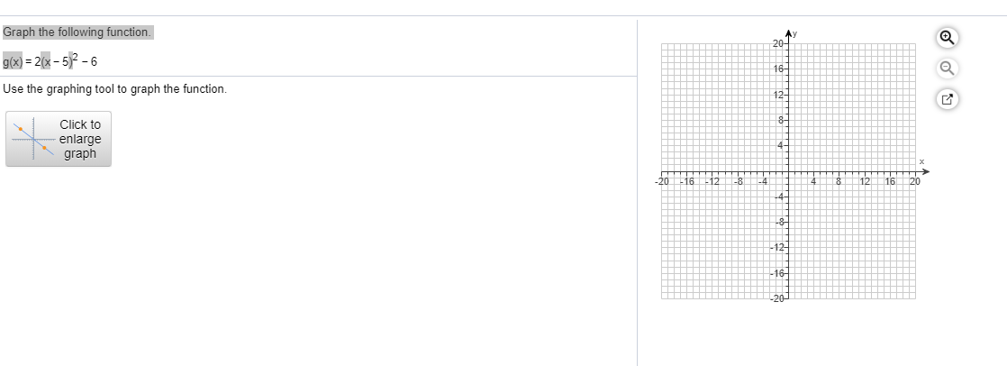 Solved Graph the following function. g(x) = 2(x - 5)2 - 6 | Chegg.com
