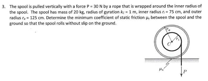 Solved The spool is pulled vertically with a force P=30 N by | Chegg.com
