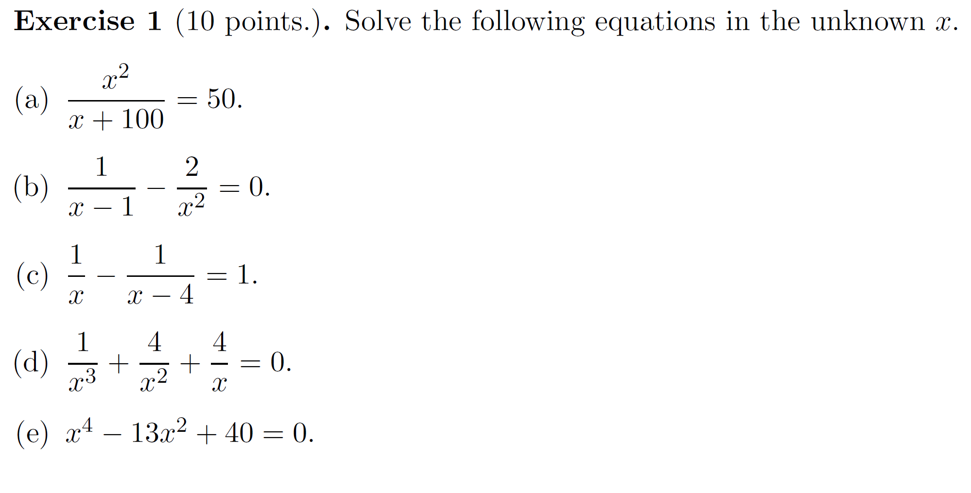 Solved Exercise 1 (10 points.). Solve the following | Chegg.com