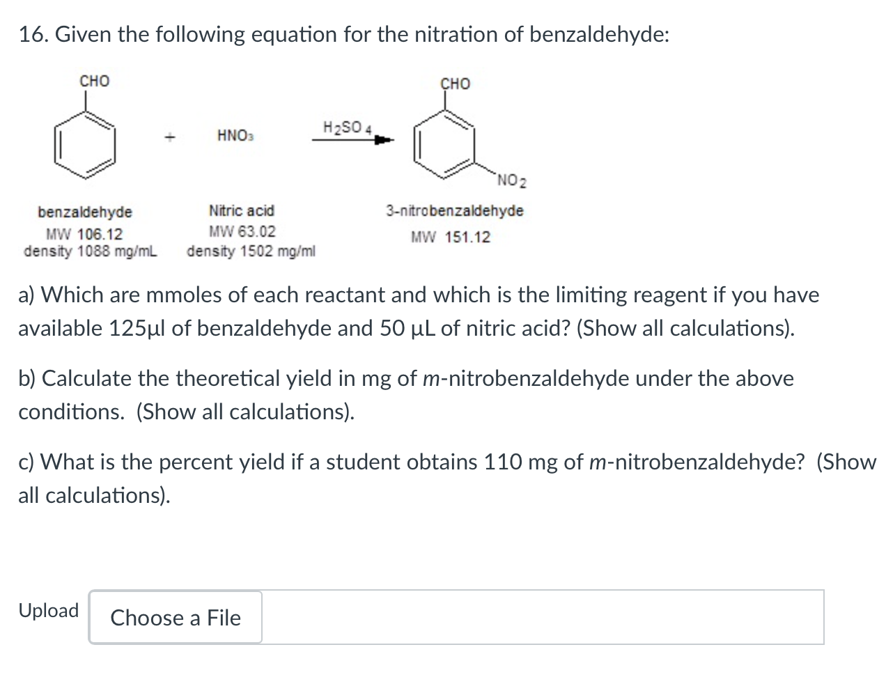Solved 16. Given the following equation for the nitration of | Chegg.com