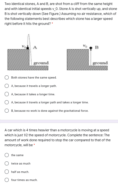 Solved Two identical stones, A and B, are shot from a cliff | Chegg.com