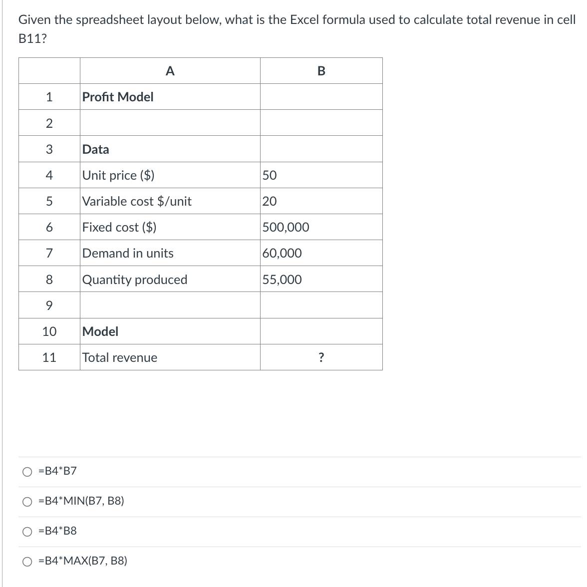 Solved Given the spreadsheet layout below, what is the Excel | Chegg.com