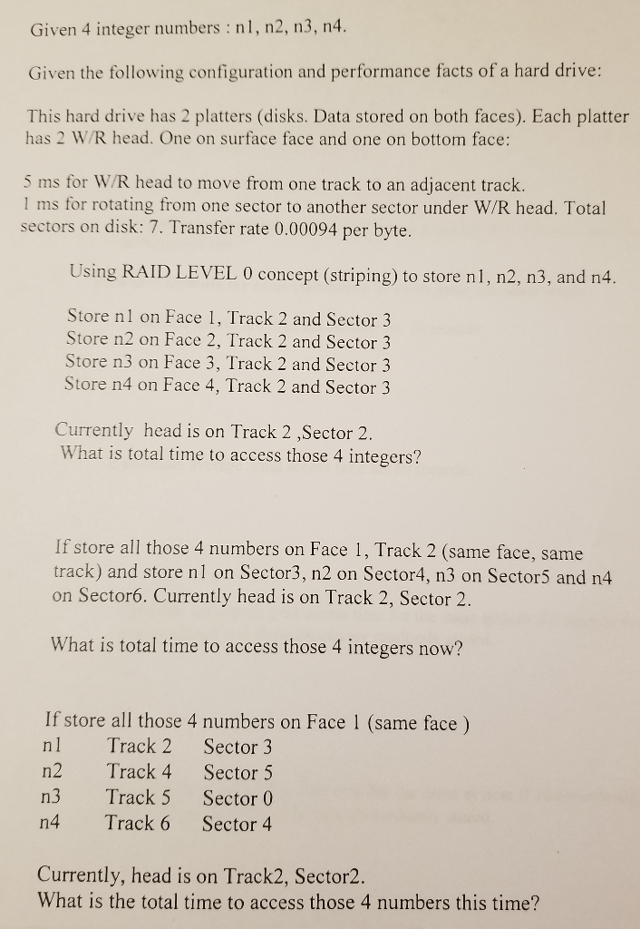Given 4 integer numbers n, n2, n3, n4. Given the | Chegg.com