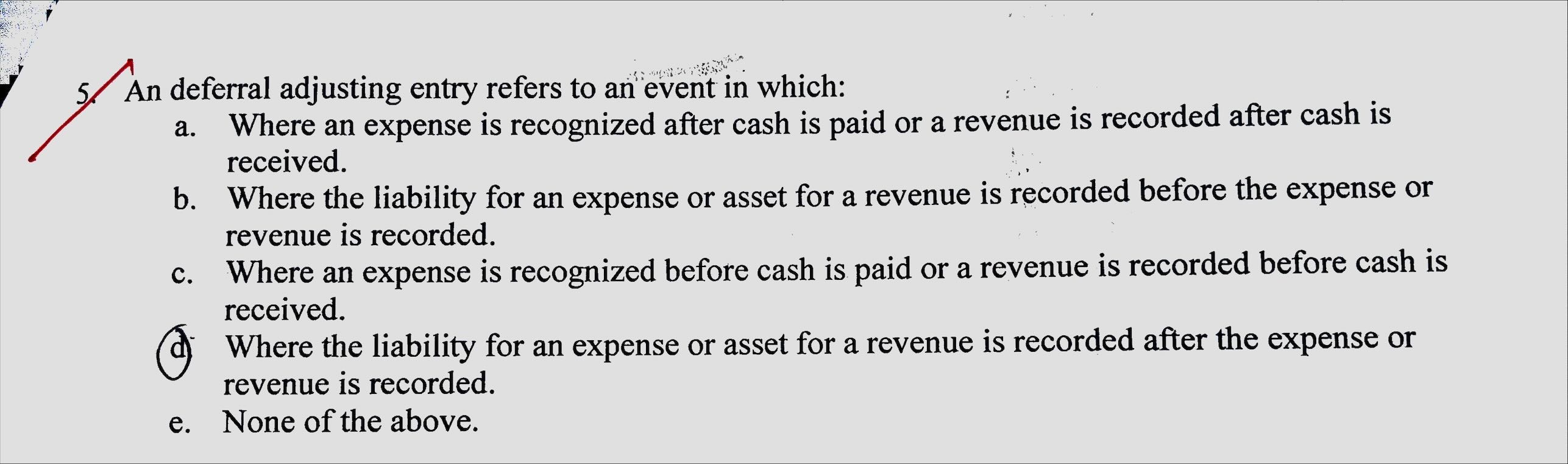Solved An deferral adjusting entry refers to an event in | Chegg.com