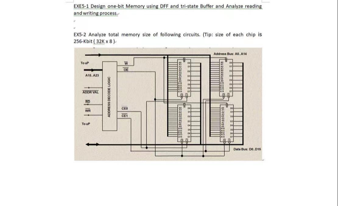 EXE5-1 Design one-bit Memory using DFF and tri-state | Chegg.com