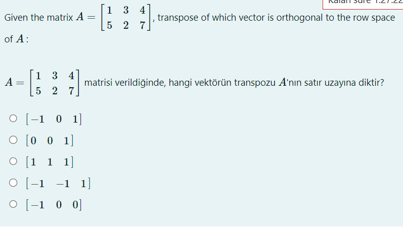 Solved Given the matrix A=[153247], transpose of which | Chegg.com