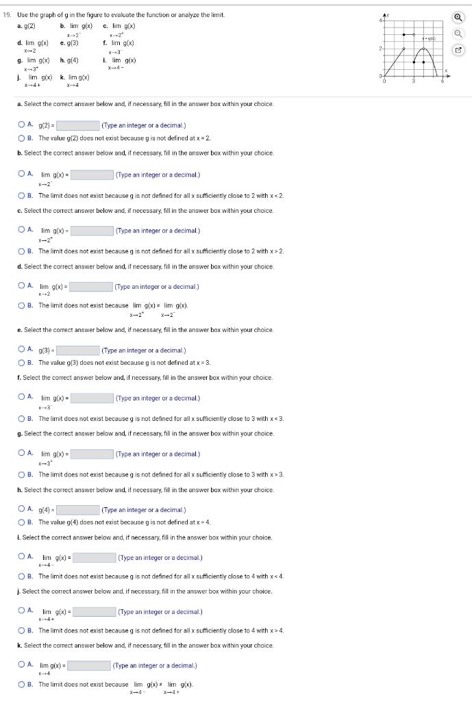 Solved 19. Use the graph of g in the figure to evaluate the | Chegg.com