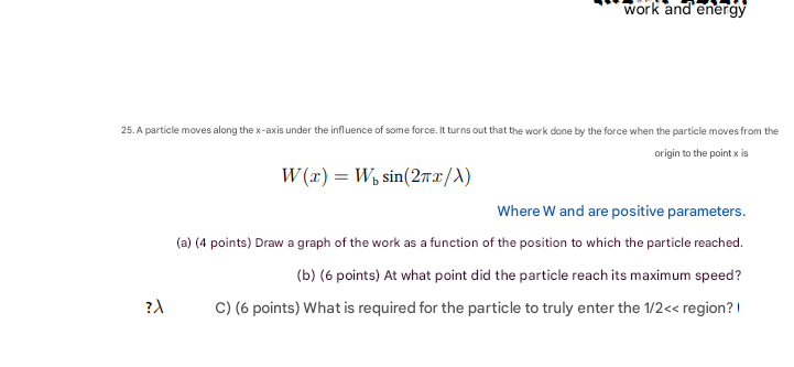 Solved A particle moves along the x-axis under the influence | Chegg.com