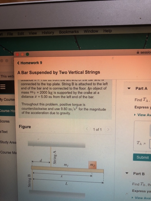 Solved omework 9 Bar Suspended by Two Vertical Strings The | Chegg.com