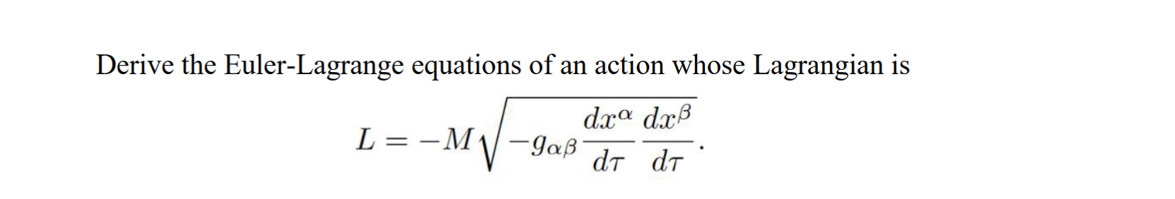 Solved Derive the Euler-Lagrange equations of an action | Chegg.com