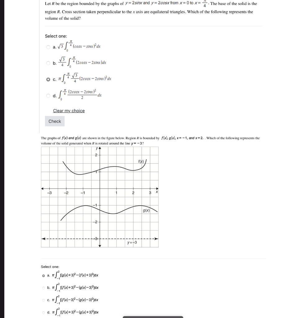 Solved Let R be the region bounded by the graphs of y=2sinx | Chegg.com