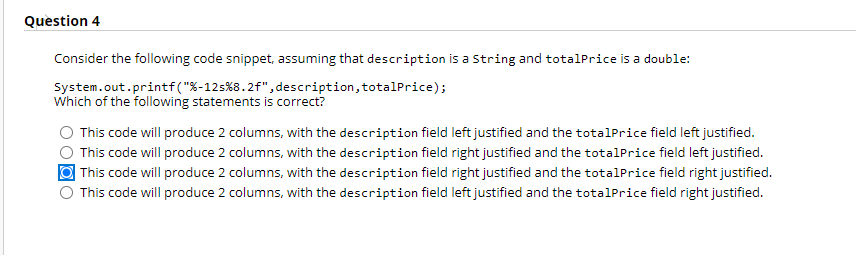 Solved Question 4 Consider the following code snippet, | Chegg.com