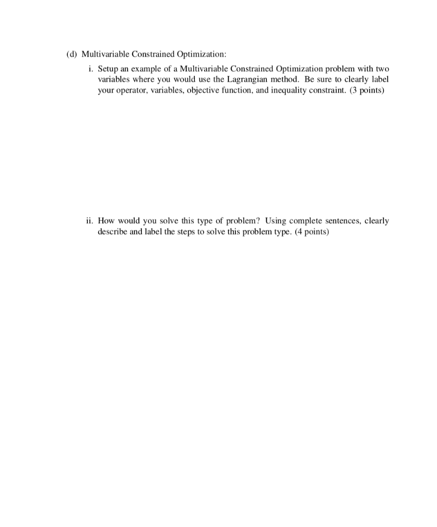 iii. Solve your example problem. Show all of your | Chegg.com