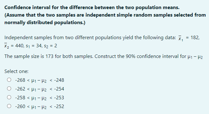 Solved Confidence interval for the difference between the | Chegg.com