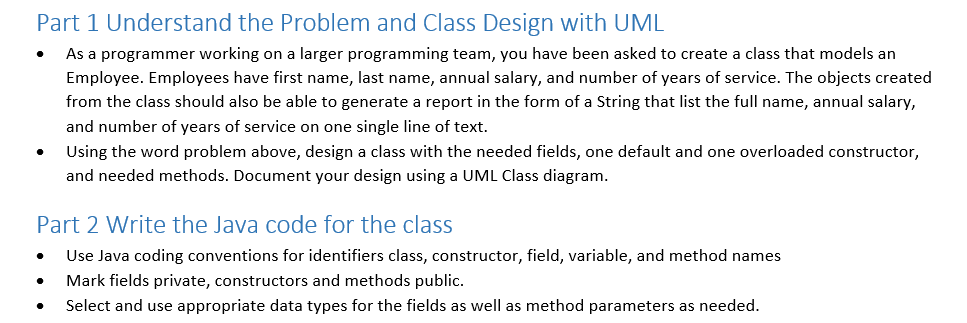 Solved Part 1 Understand the Problem and Class Design with | Chegg.com