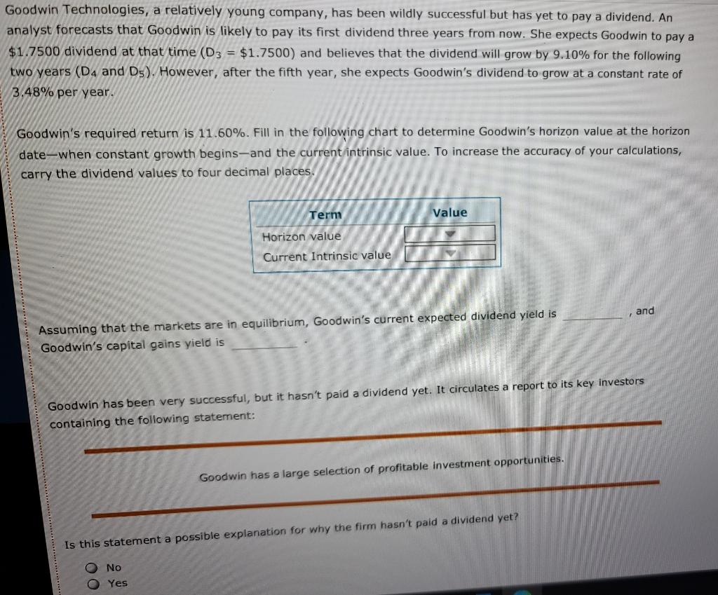 Solved Goodwin Technologies, a relatively young company, has | Chegg.com