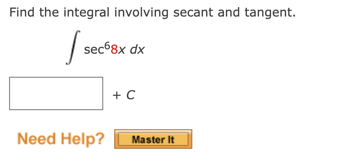 Solved Find the integral involving secant and tangent. | Chegg.com