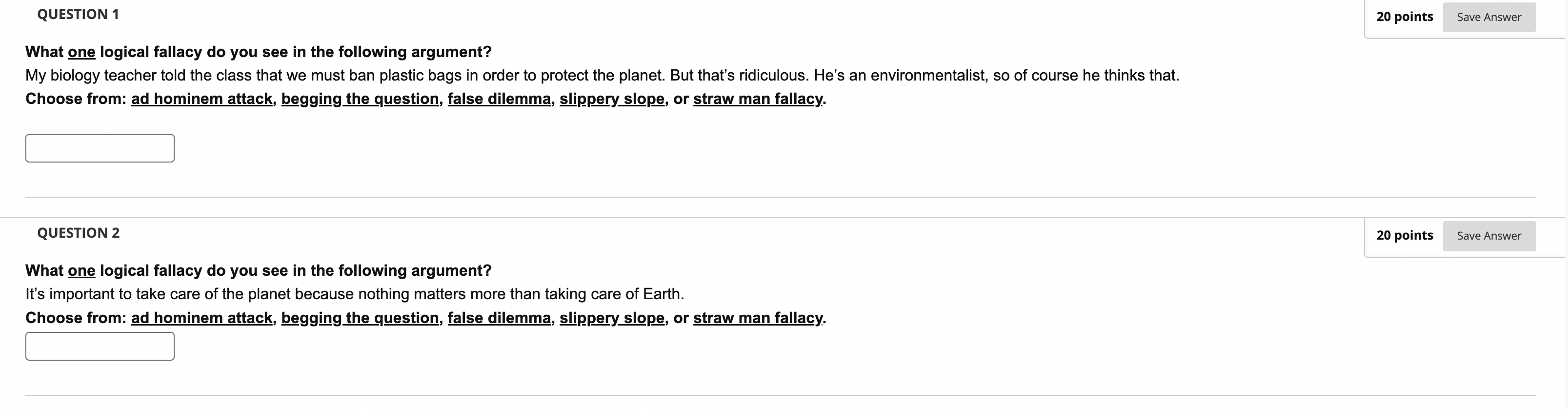 Solved What one logical fallacy do you see in the following | Chegg.com