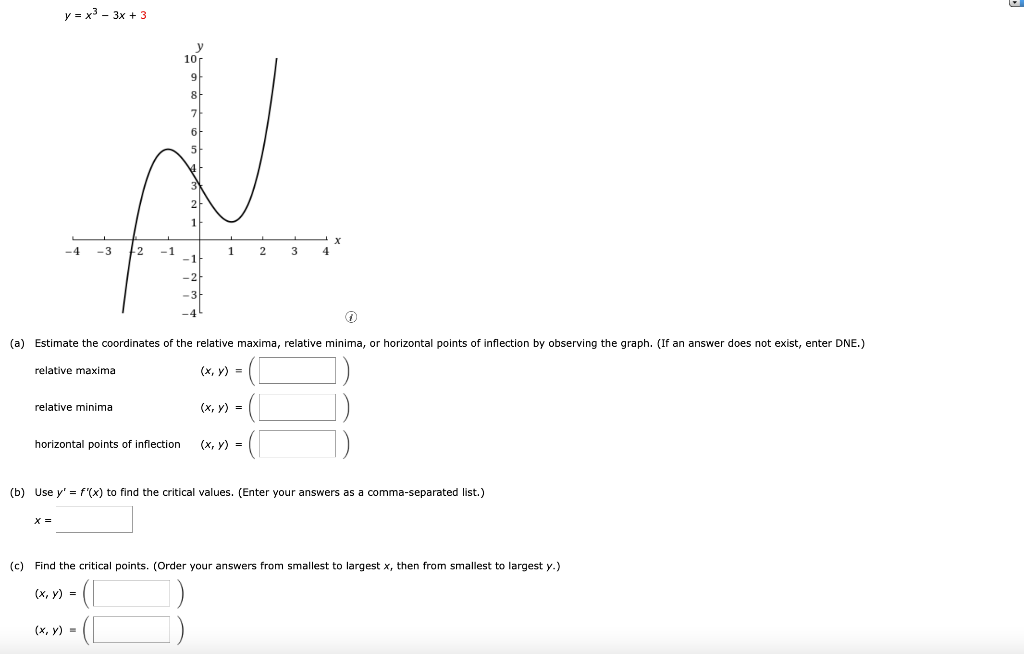 y=x3−3x+3 nate the coordinate tive maxima tive minima | Chegg.com