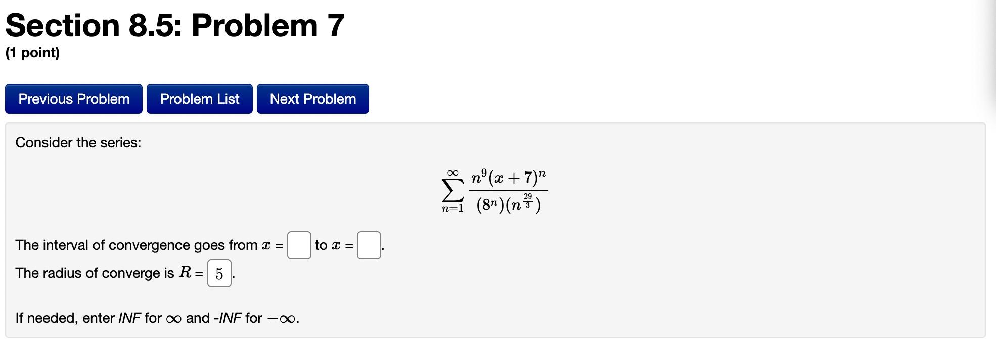 Solved Section 8.5: Problem 5 (1 point) Previous Problem | Chegg.com