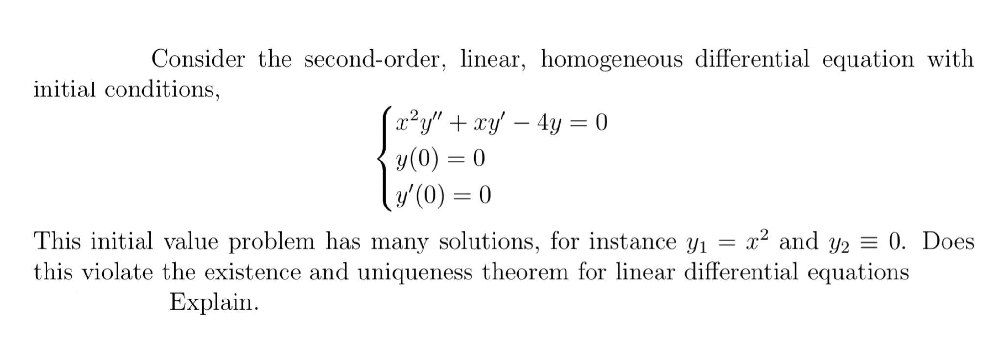 Solved Consider the second-order, linear, homogeneous | Chegg.com