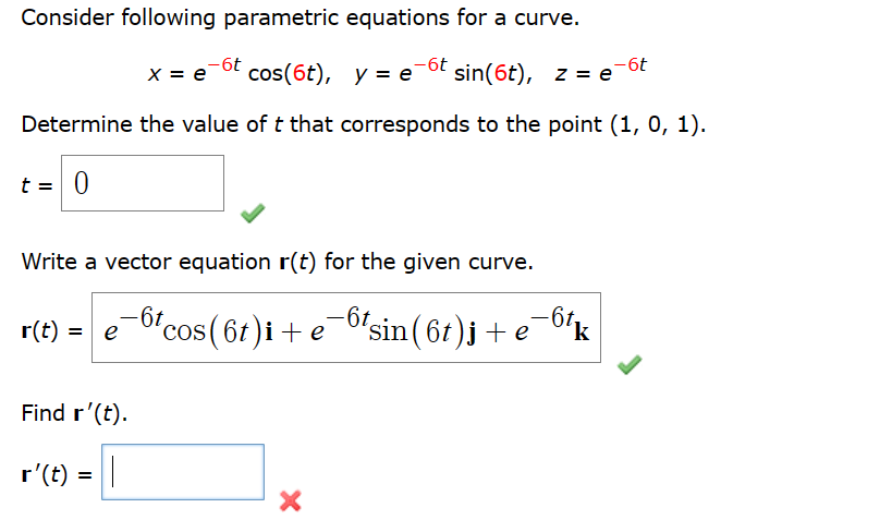 Solved Consider following parametric equations for a curve. | Chegg.com