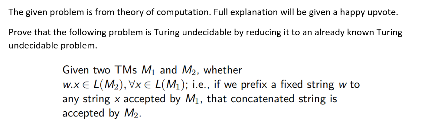 Solved The given problem is from theory of computation. Full | Chegg.com