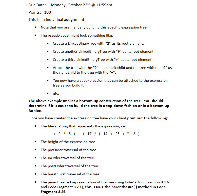 Solved Can someone help me edit the ExpressionTreeClient | Chegg.com