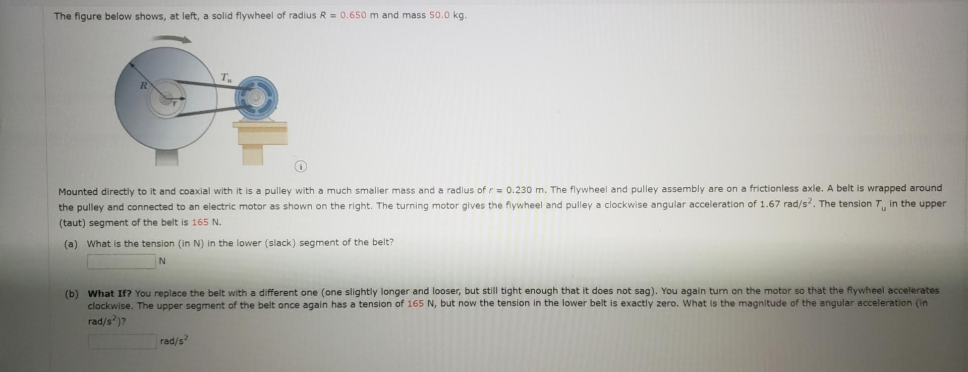 The figure below shows, at left, a solid flywheel of | Chegg.com