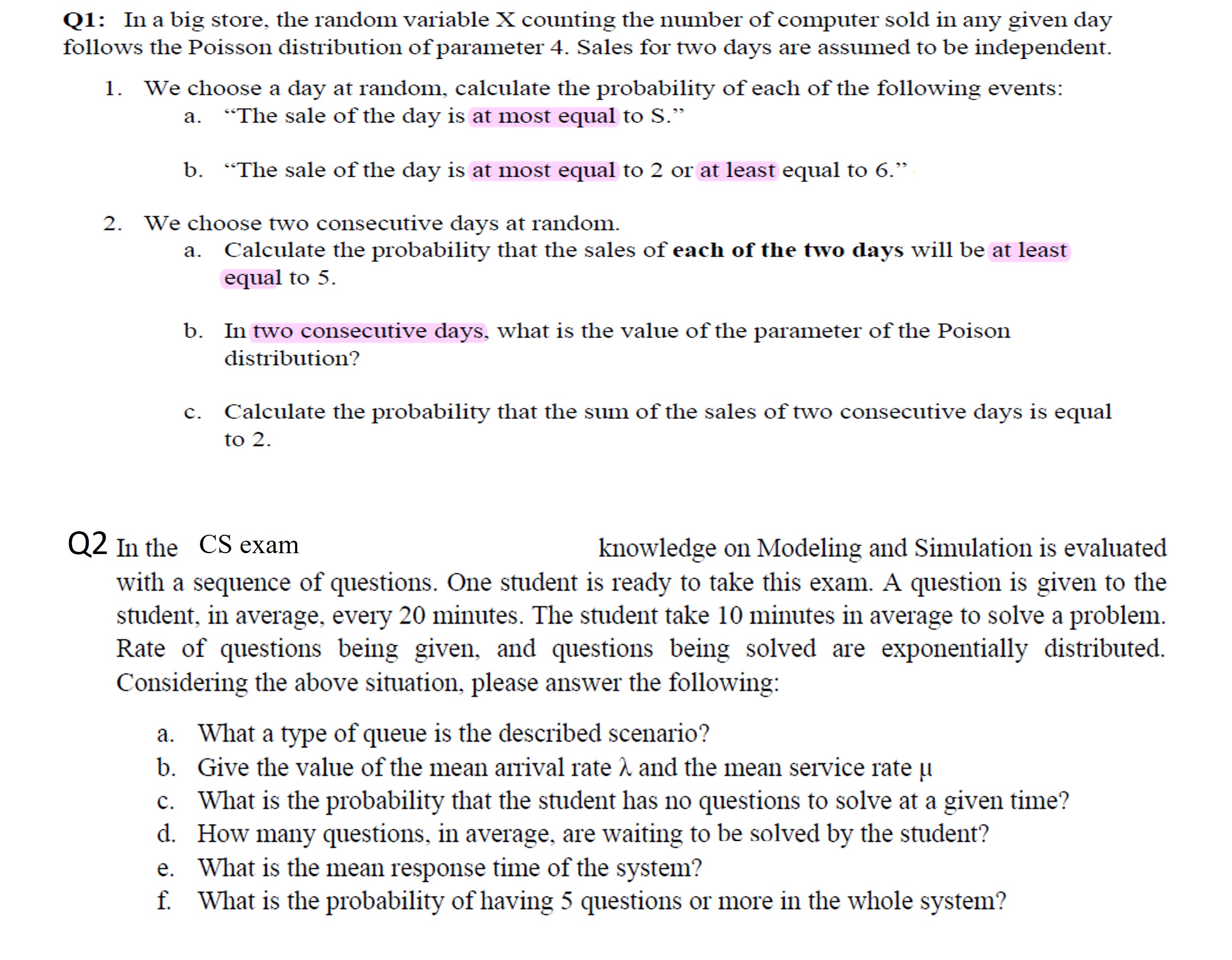 Solved Q1: In a big store, the random variable X counting | Chegg.com