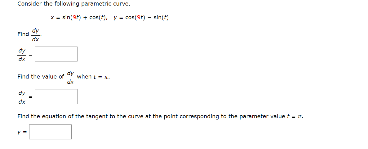 Solved Consider the following parametric curve. | Chegg.com