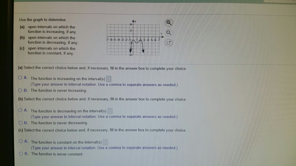 Solved Use the graph to determine (a) (b) (c) open intervals | Chegg.com