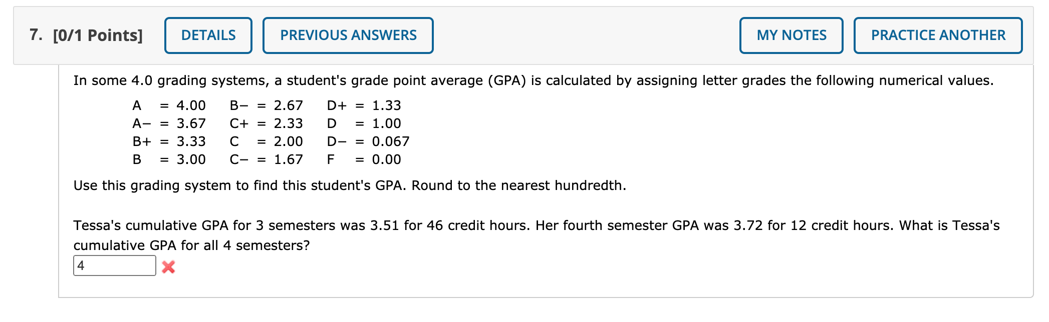 Solved 7. [0/1 Points] DETAILS PREVIOUS ANSWERS MY NOTES | Chegg.com
