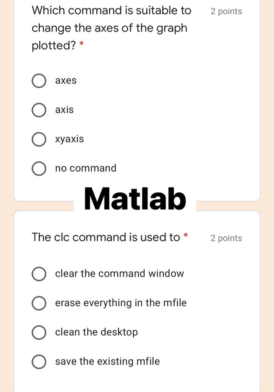 Solved 2 points Which command is suitable to change the axes | Chegg.com