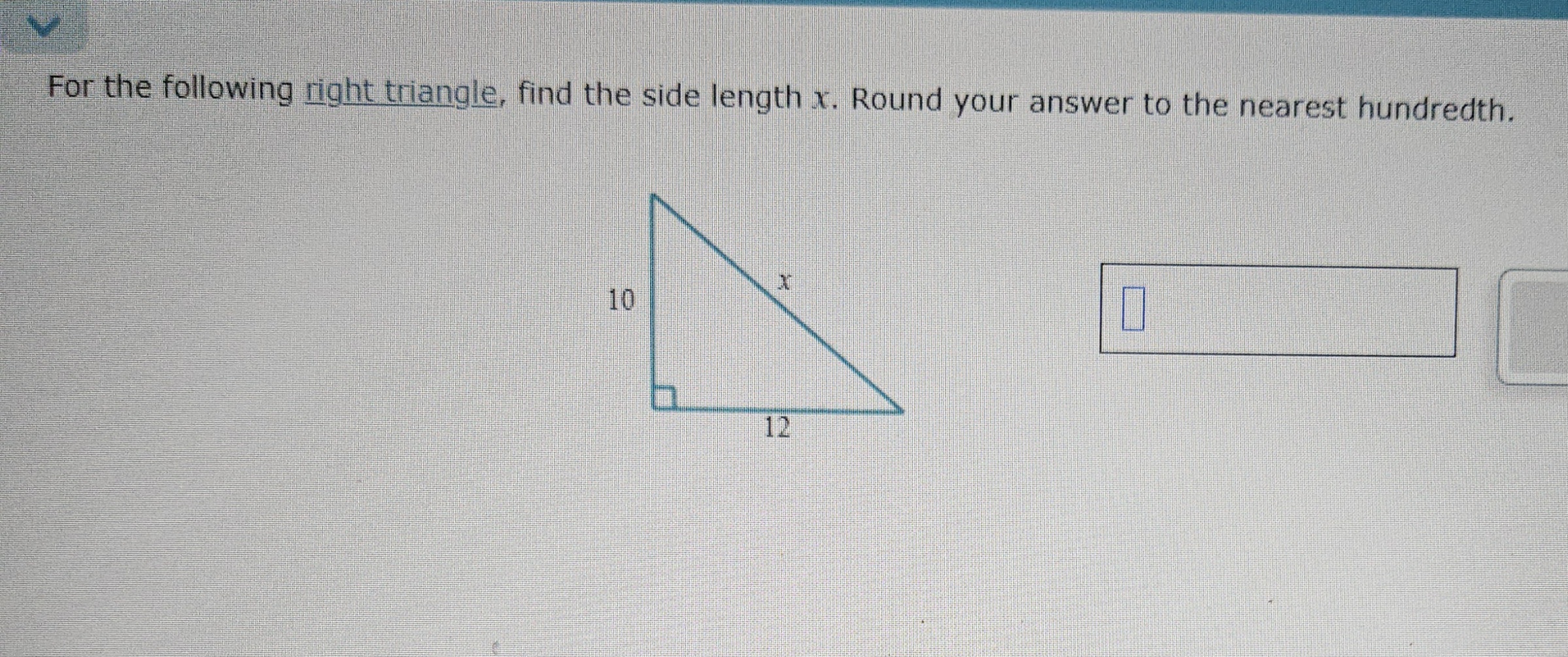 Solved For the following right triangle, find the side | Chegg.com