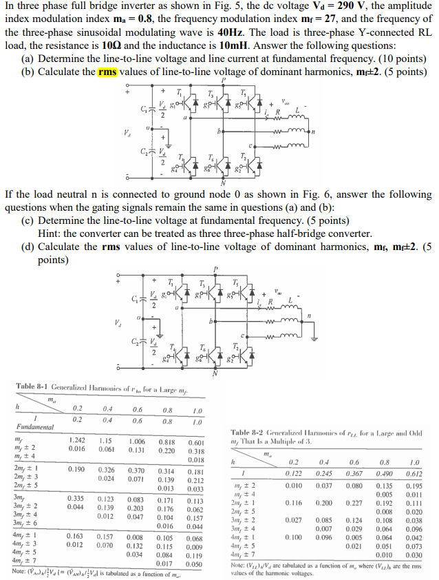Solved In three phase full bridge inverter as shown in Fig. | Chegg.com
