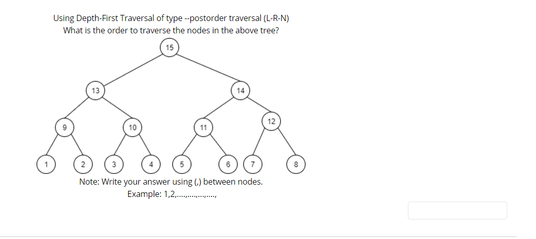 Solved Using Depth-First Traversal of type --postorder | Chegg.com