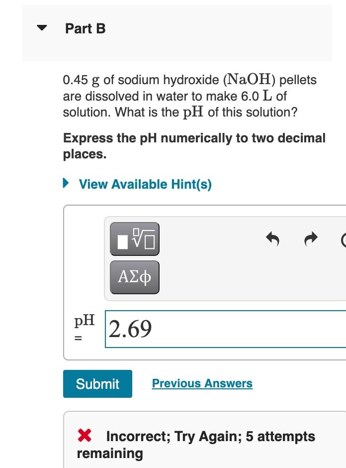 Solved pH is a logarithmic scale used to indicate the | Chegg.com