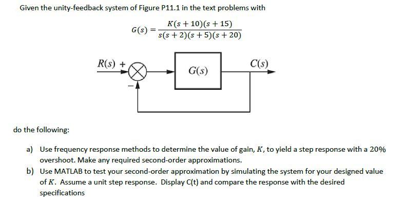 Solved Given the unity-feedback system of Figure P11.1 in | Chegg.com