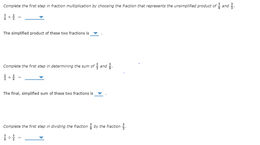 Solved Complete the first step in fraction multiplication by | Chegg.com