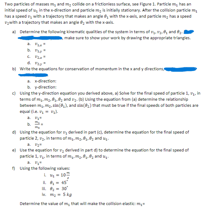 Solved Two particles of masses m1 and m2 collide on a | Chegg.com